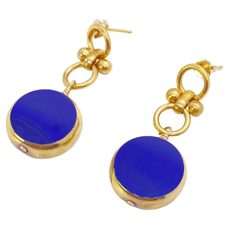 Vintage German Glass Beads, Circle Art Deco Earrings For Sale at 1stDibs