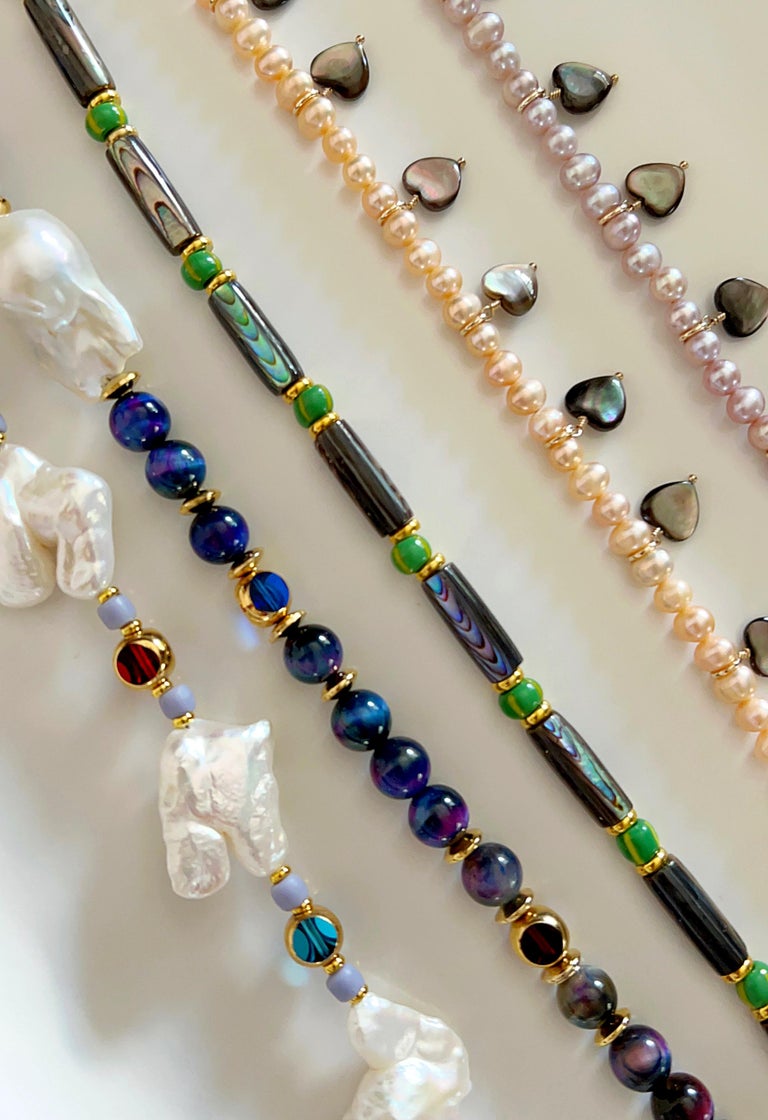 Vintage German Glass beads Pearl Necklace For Sale at 1stDibs