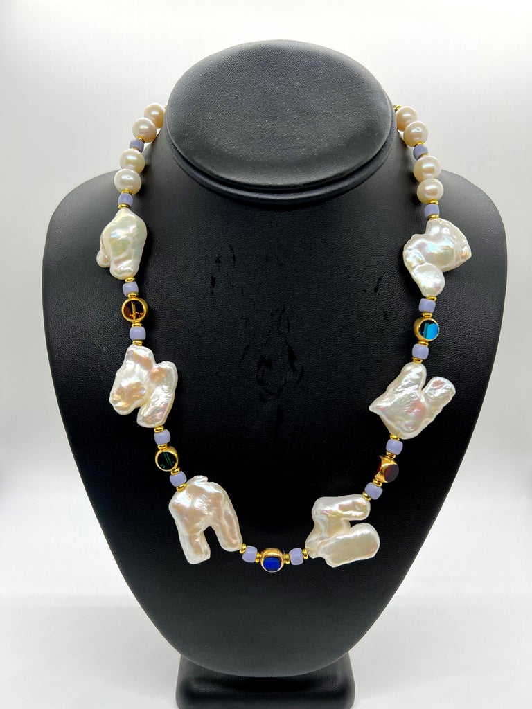 Vintage German Glass beads Pearl Necklace For Sale at 1stDibs