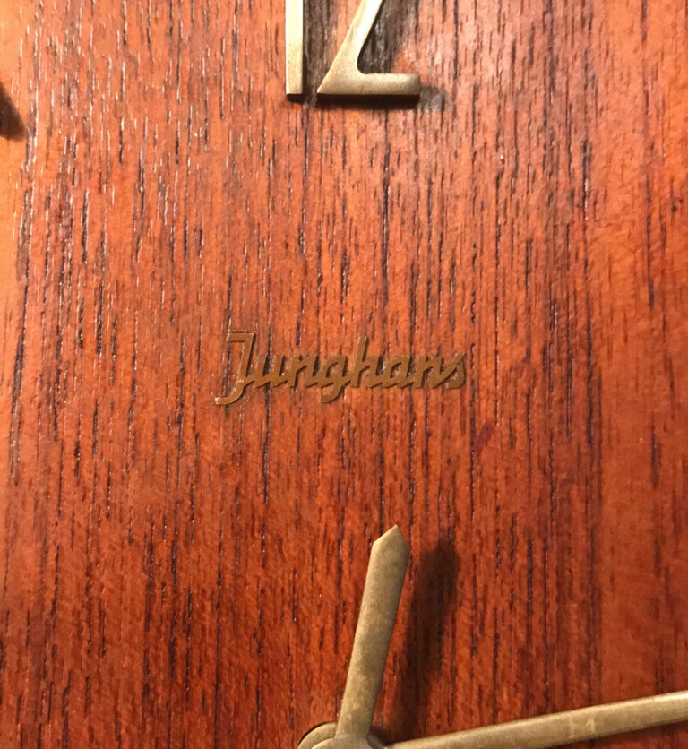 Vintage German Junghans Pendulum Wall Clock in Teak and Brass at ...