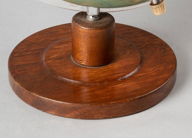 Vintage German Made Globe, Globe Terrestre Wooden Base For Sale at 1stDibs