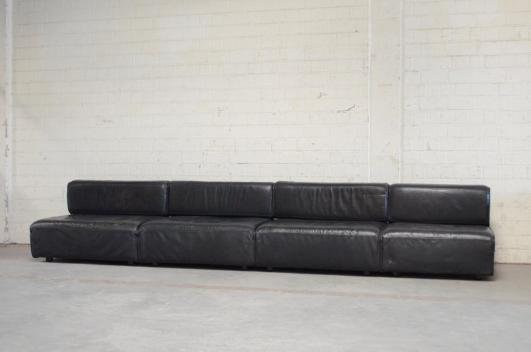 Vintage German Modular Leather Lounge Sofa, 1980 at 1stDibs