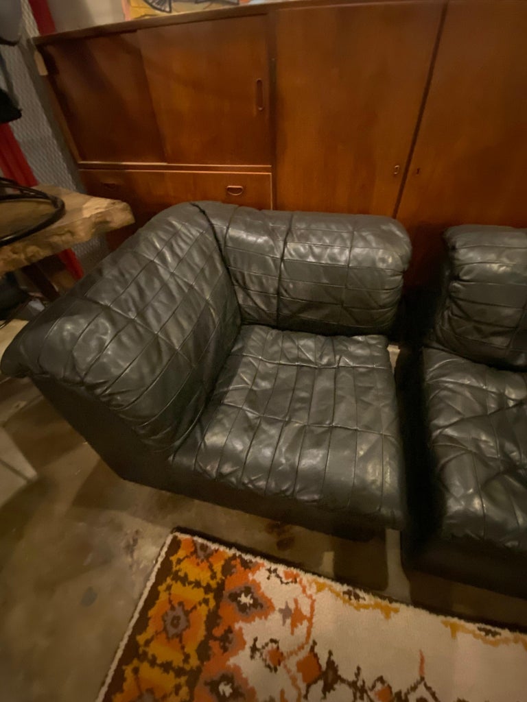 Vintage German Modular Leather Sofa at 1stDibs