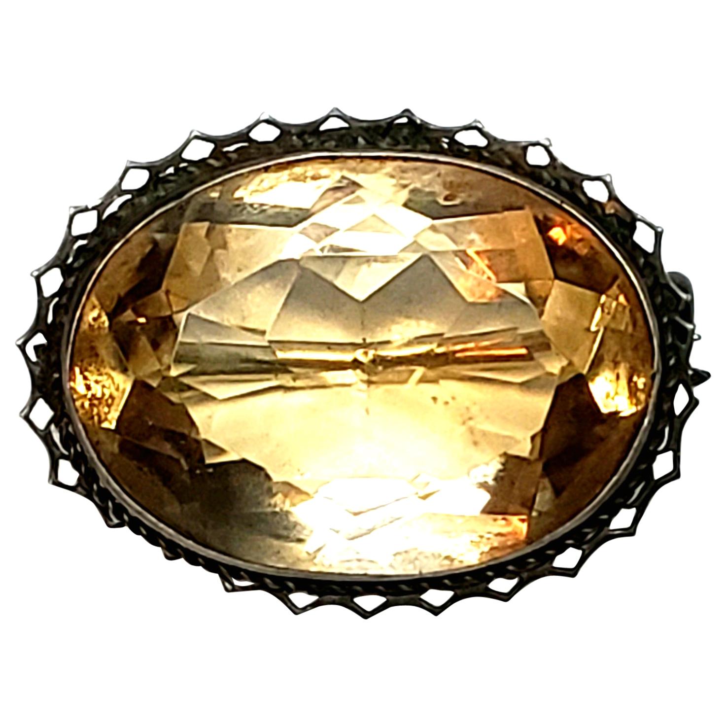 Vintage German Sterling Silver Citrine Pin / Brooch For Sale at 1stdibs