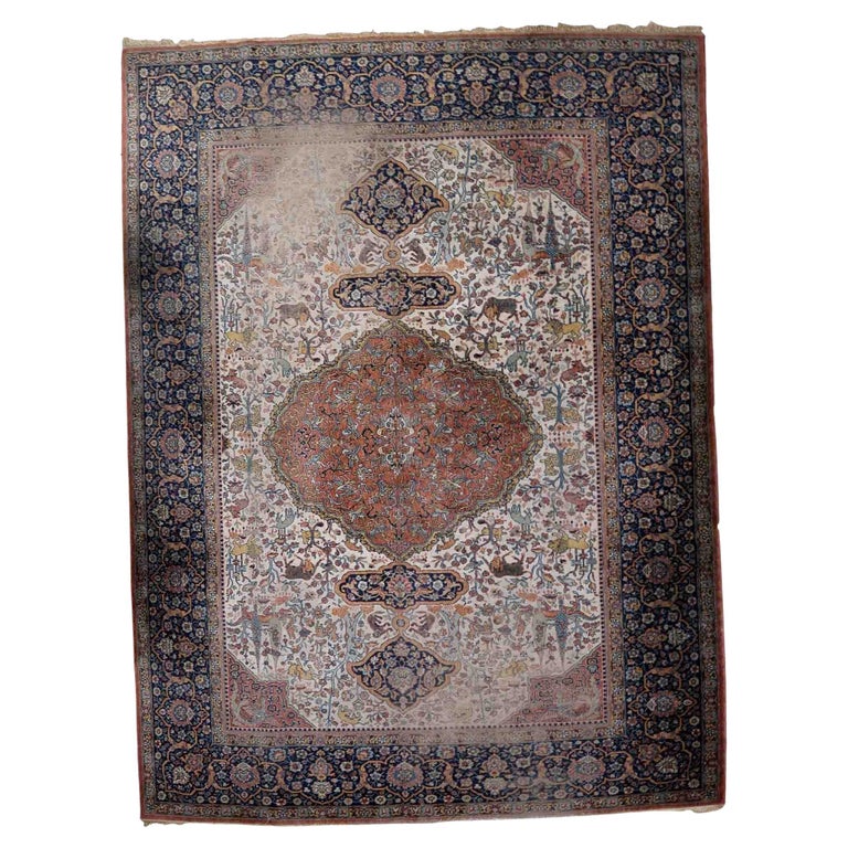 Vintage German Tabriz Style Rug, 1950s, 1c1043 For Sale at 1stDibs