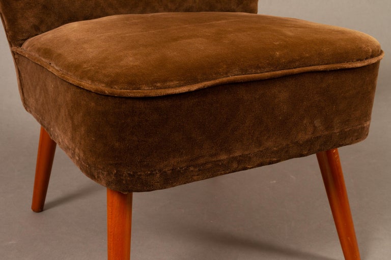 Vintage German Velvet Cocktail Chair, 1960s at 1stDibs
