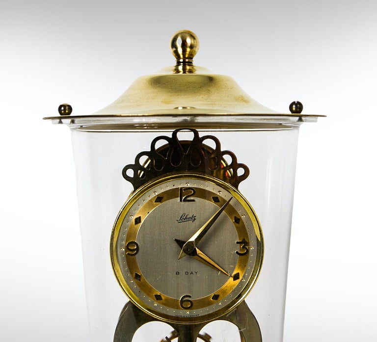 Vintage Germany 8 Day Domed Mantle Desk Clock by Schatz For Sale at 1stDibs