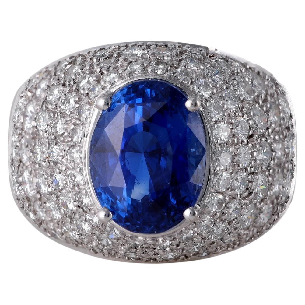 Anello Mid-Century con zaffiro di Ceylon senza calore da 7,03 carati e ...
