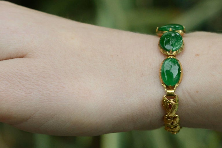 Vintage GIA Certified Natural Type A Jadeite Imperial Jade Bracelet For ...