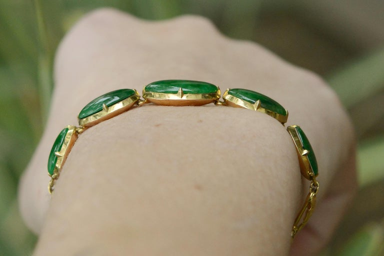 Vintage GIA Certified Natural Type A Jadeite Imperial Jade Bracelet For ...