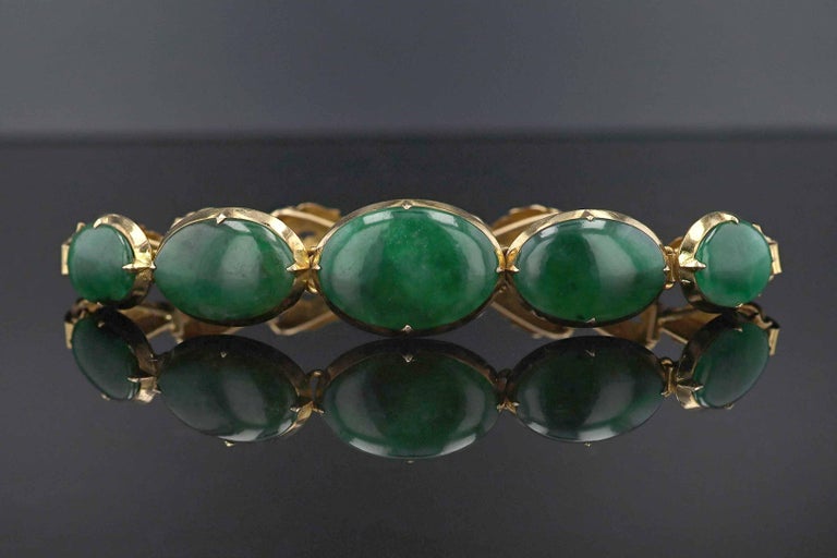 Vintage GIA Certified Natural Type A Jadeite Imperial Jade Bracelet For ...