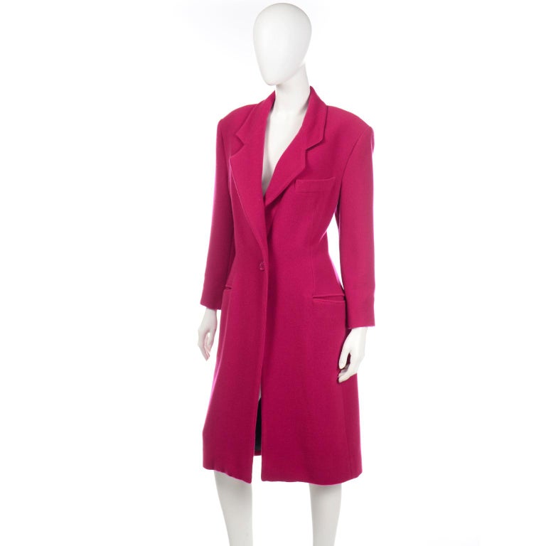 Vintage Gianfranco Ferre Raspberry Red Wool Cashmere Blend Coat For ...