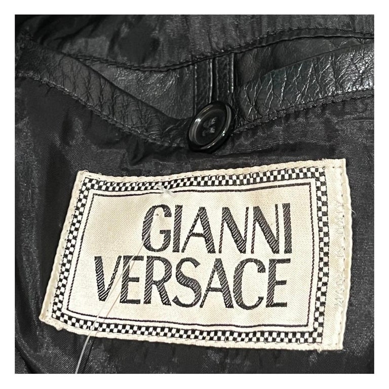 Vintage Gianni Versace Embellished Leather Jacket For Sale at 1stDibs