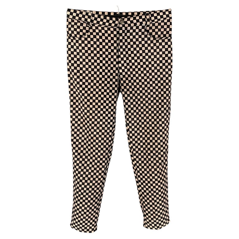 Vintage GIANNI VERSACE Size 32 Black White Checkered Casual Pants For ...
