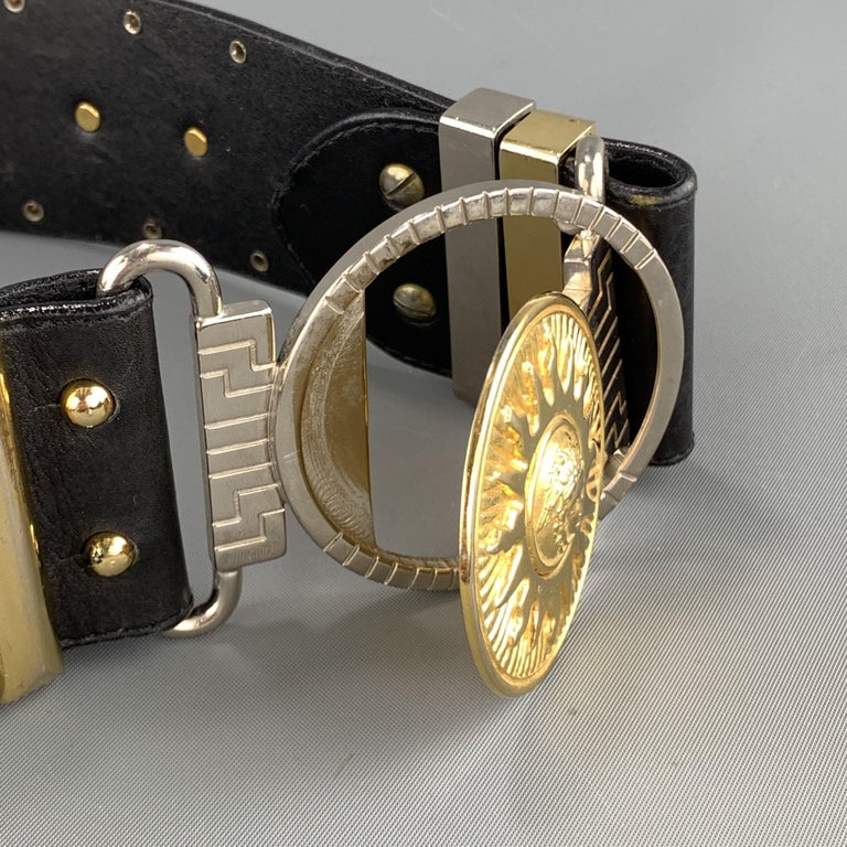 Vintage GIANNI VERSACE Studded Size 32 Black Leather Belt at 1stDibs ...