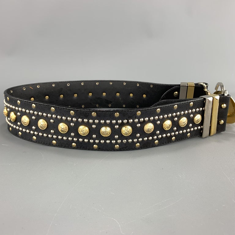 Vintage GIANNI VERSACE Studded Size 32 Black Leather Belt at 1stDibs ...