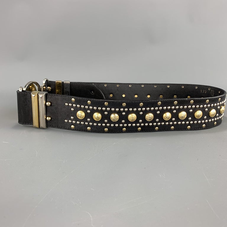 Vintage GIANNI VERSACE Studded Size 32 Black Leather Belt at 1stDibs ...