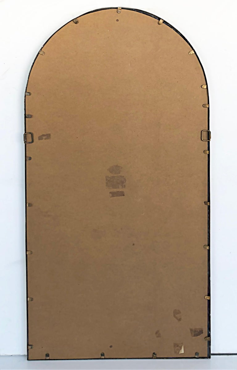 Vintage Gilt Metal Arched Framed Mirror with Aged Glass For Sale at 1stDibs