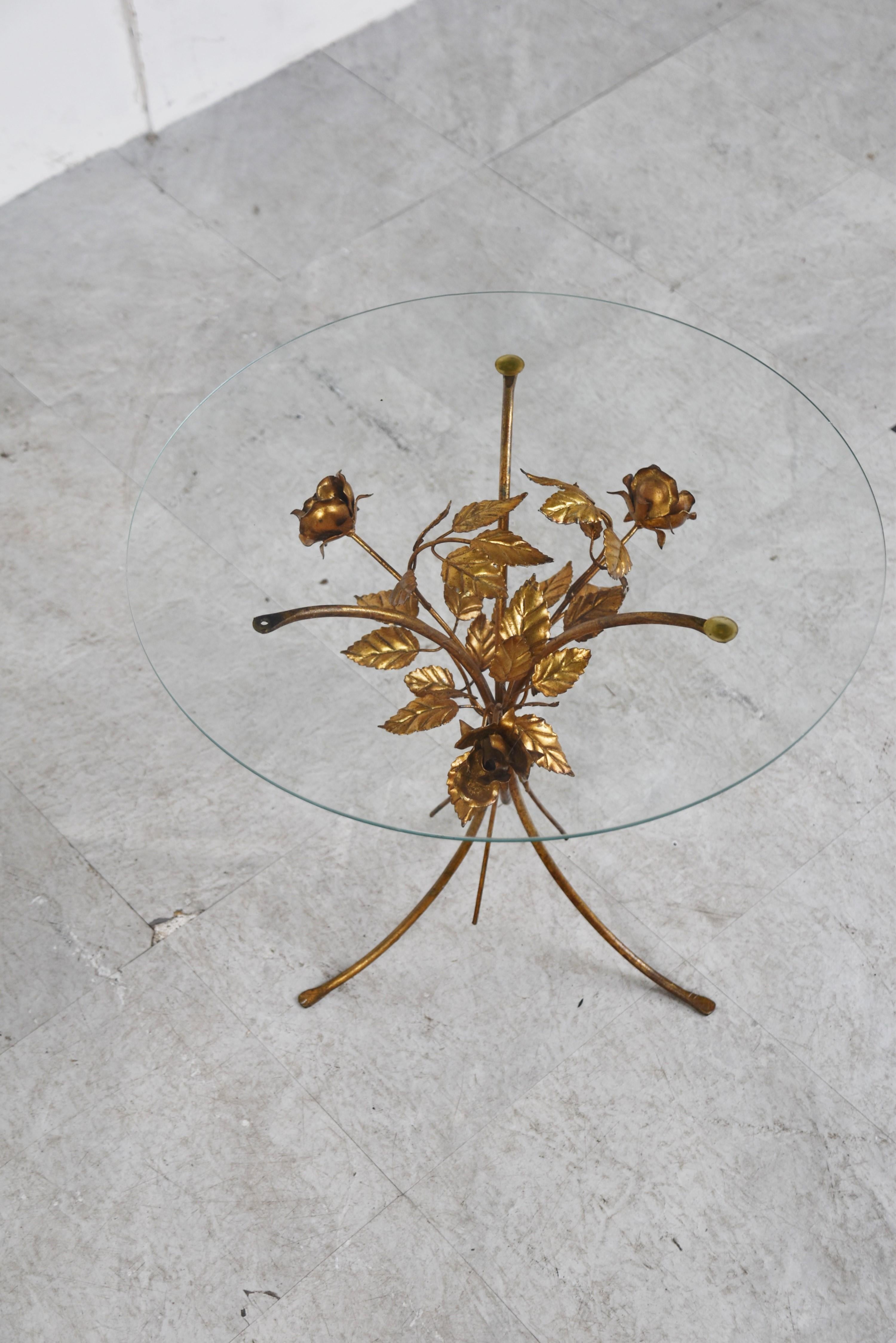 Vintage Gilt Metal Flower Side Table, 1960s For Sale at 1stDibs