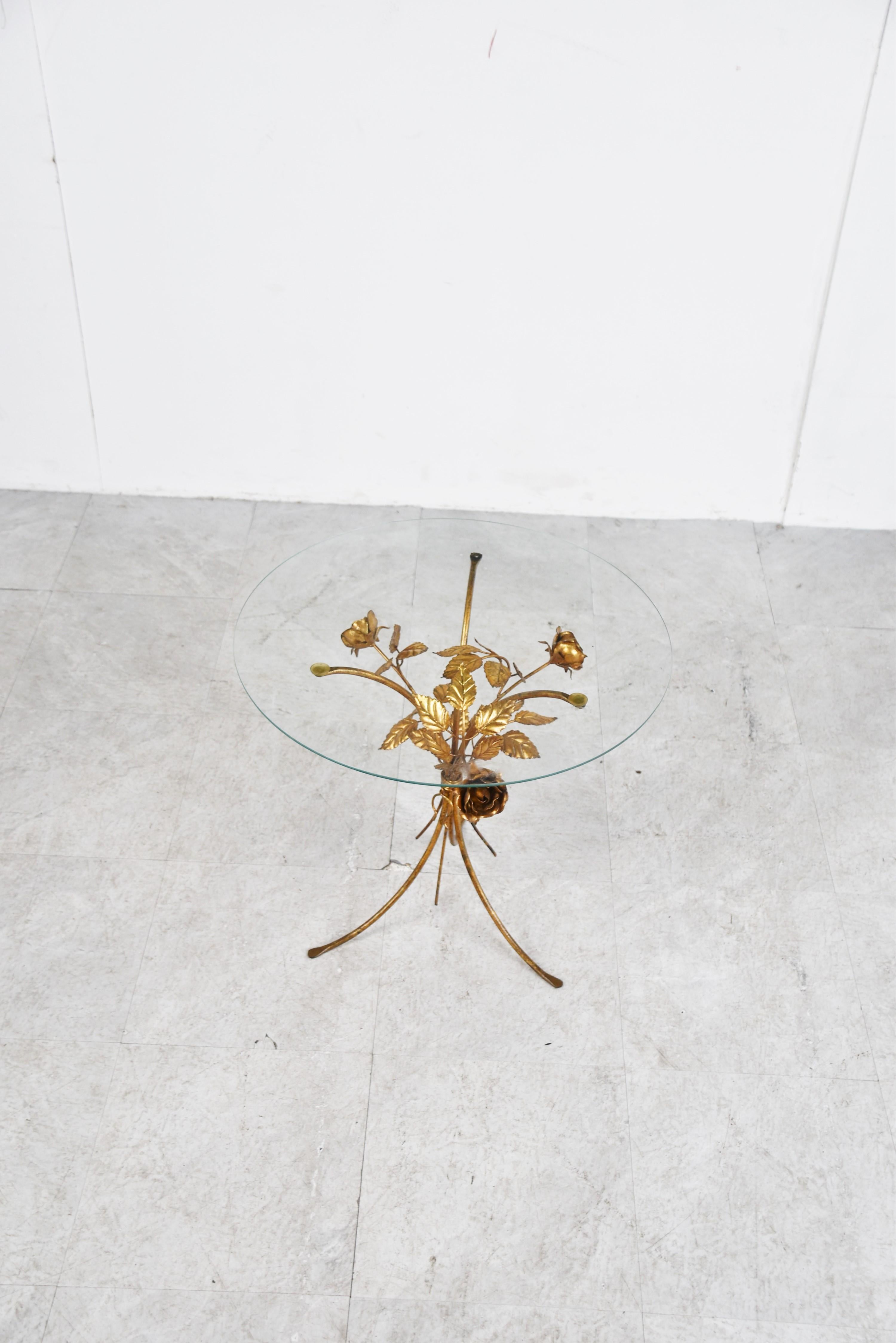 Vintage Gilt Metal Flower Side Table, 1960s For Sale at 1stDibs