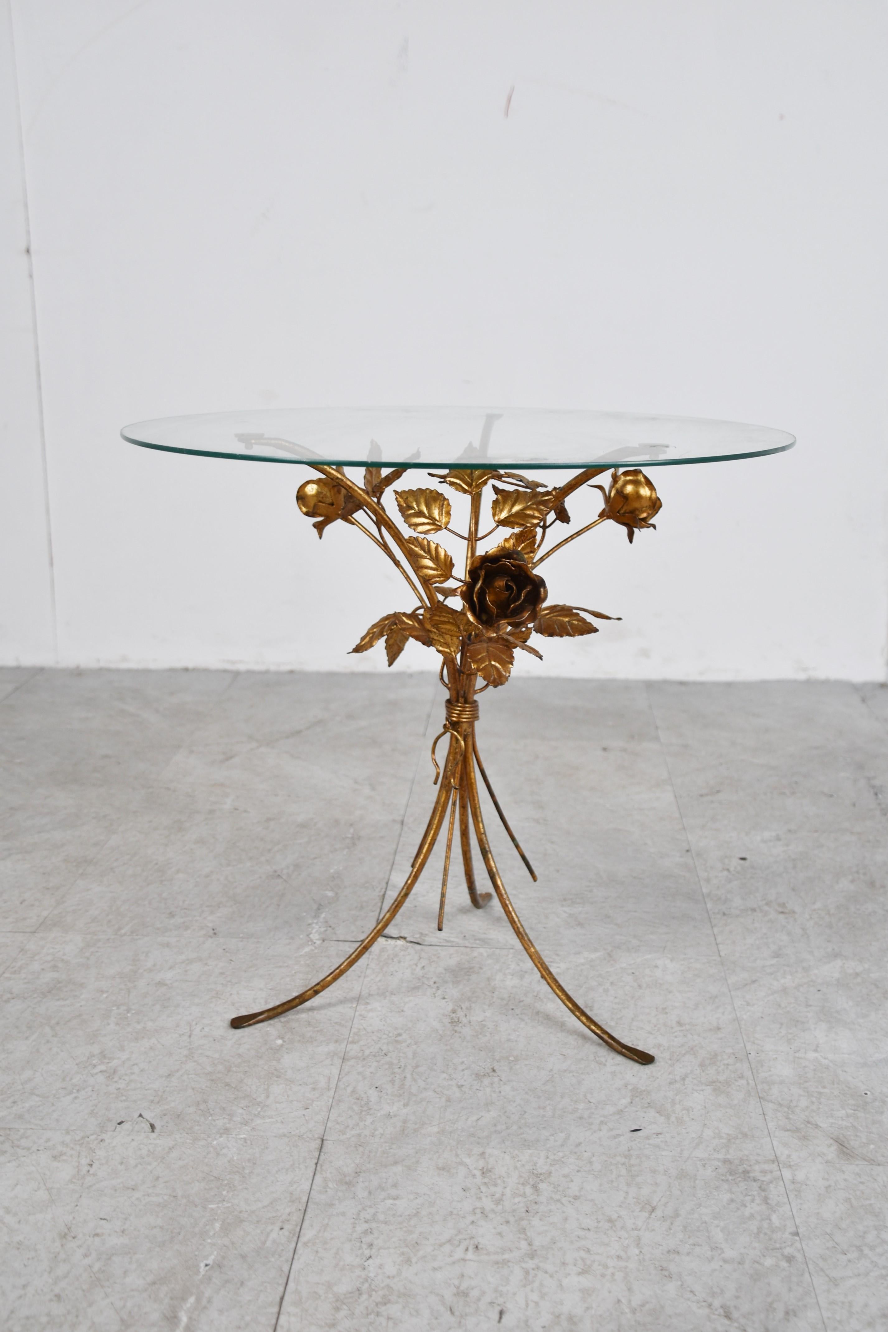 Vintage Gilt Metal Flower Side Table, 1960s For Sale at 1stDibs