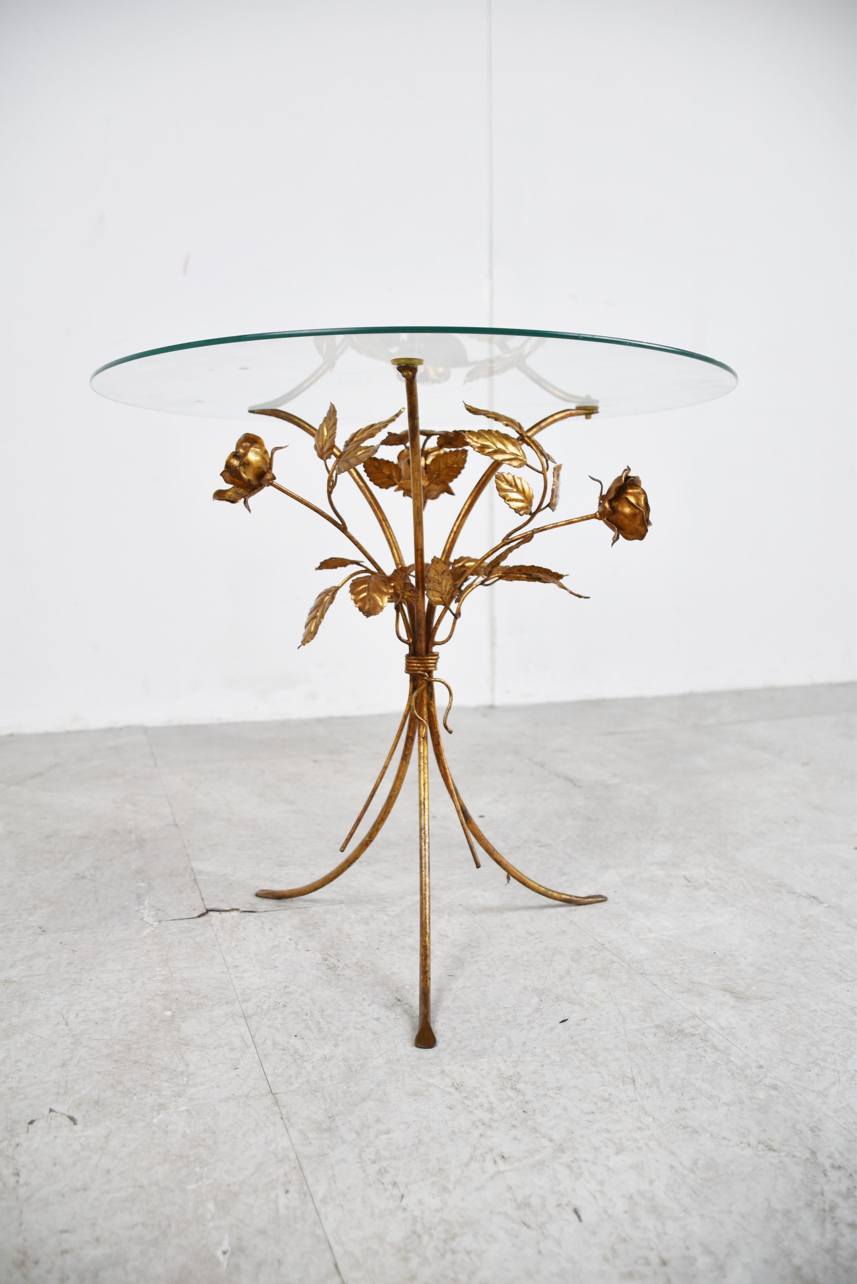 Vintage Gilt Metal Flower Side Table, 1960s For Sale at 1stDibs