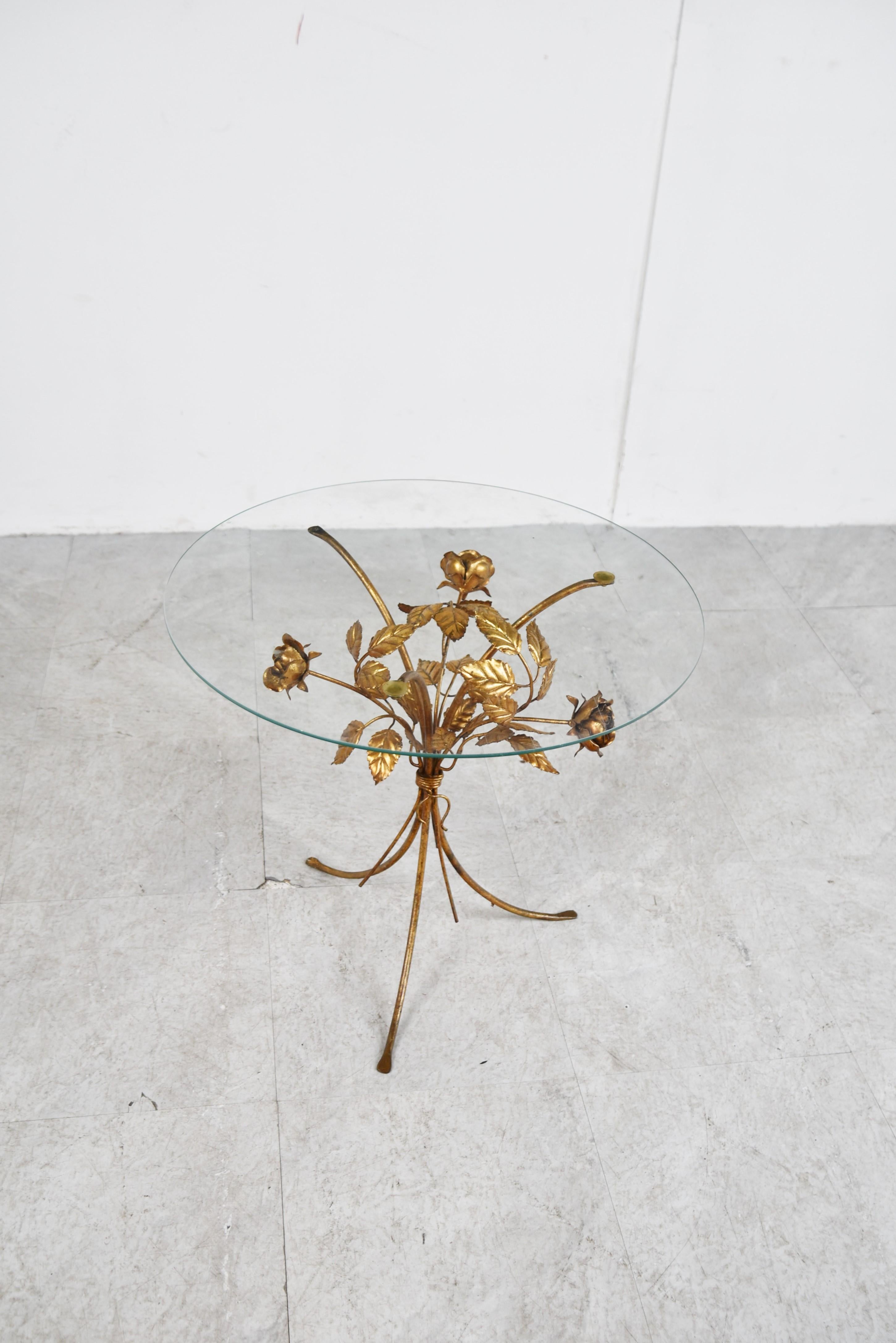 Vintage Gilt Metal Flower Side Table, 1960s For Sale at 1stDibs