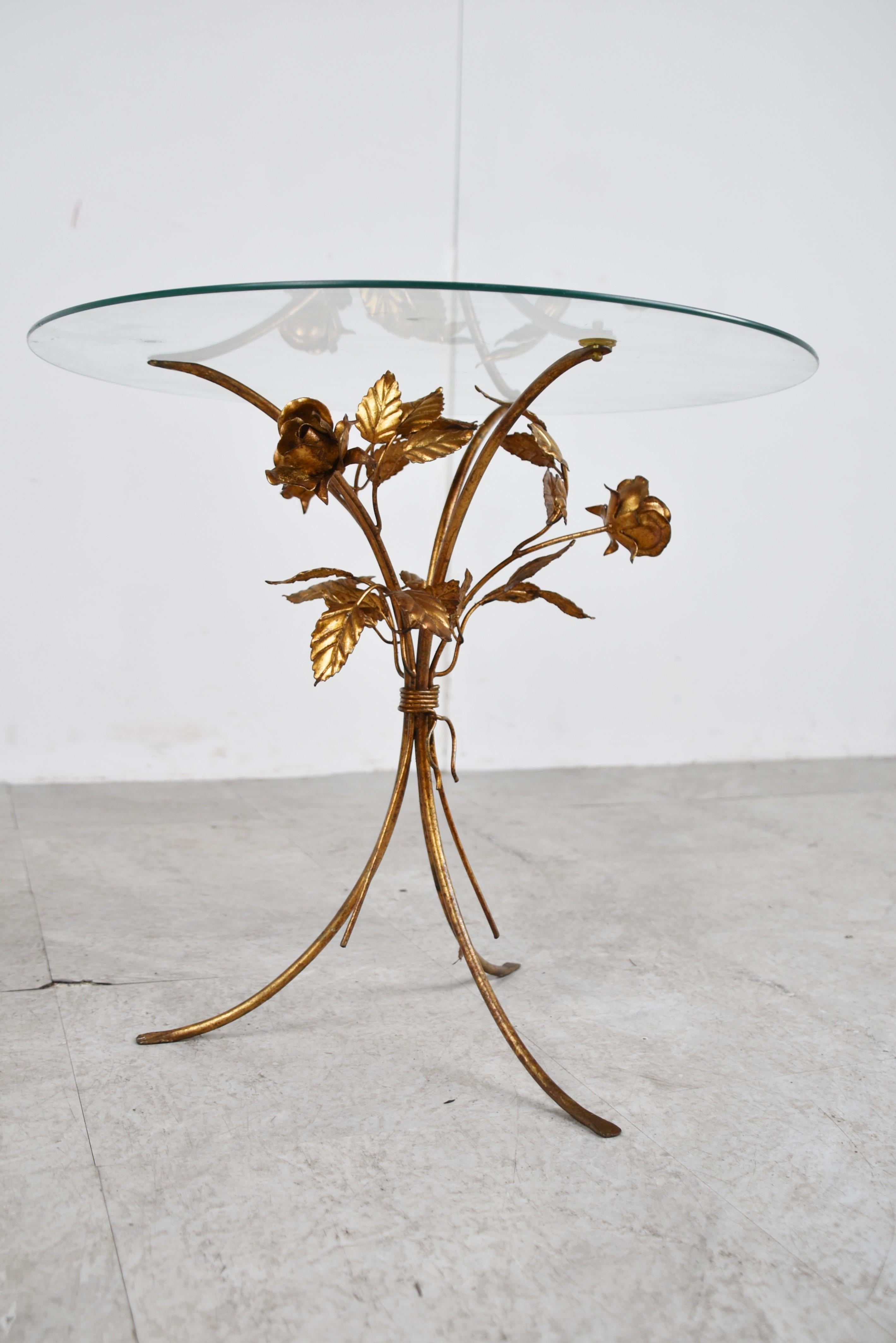 Vintage Gilt Metal Flower Side Table, 1960s For Sale at 1stDibs