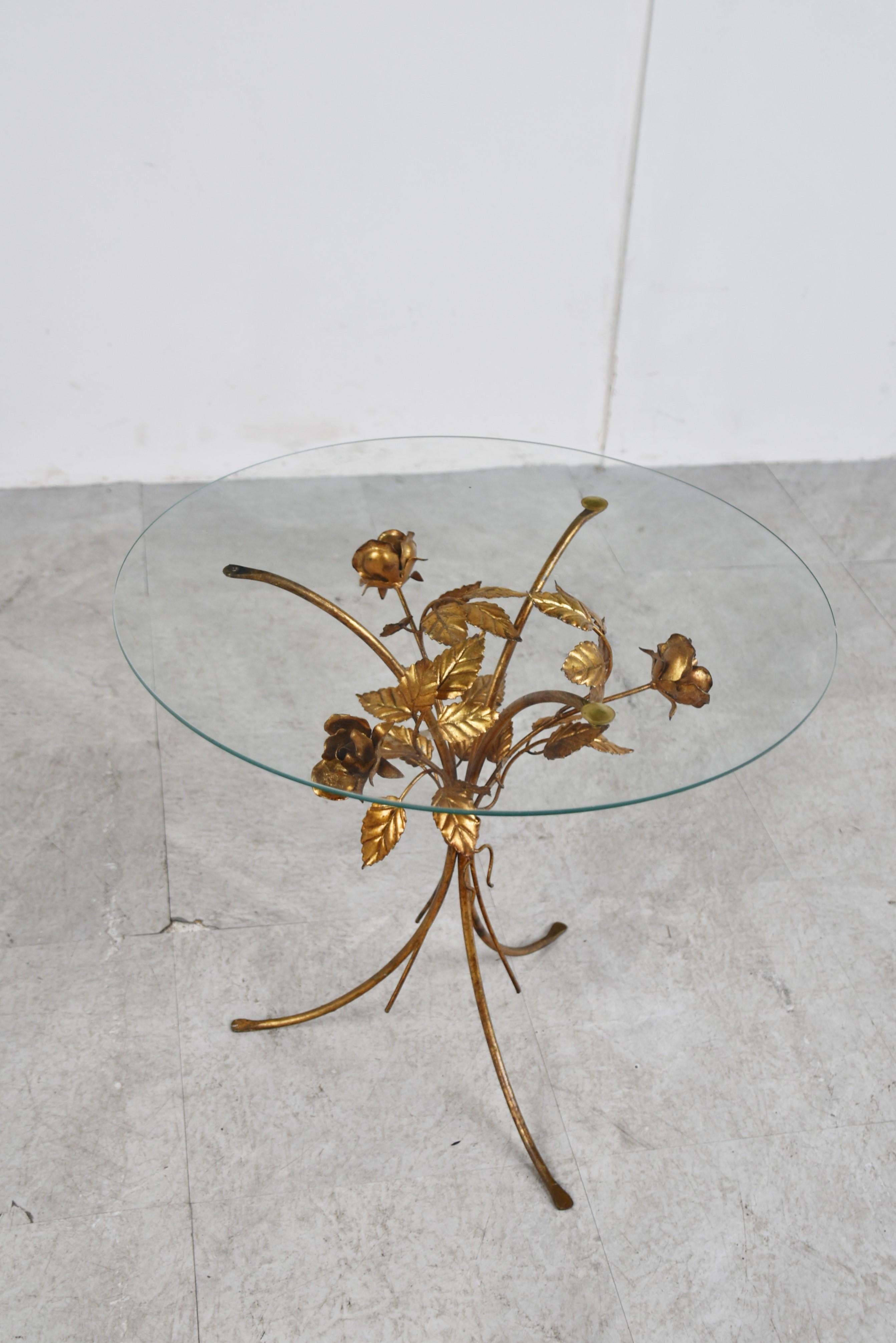 Vintage Gilt Metal Flower Side Table, 1960s For Sale at 1stDibs