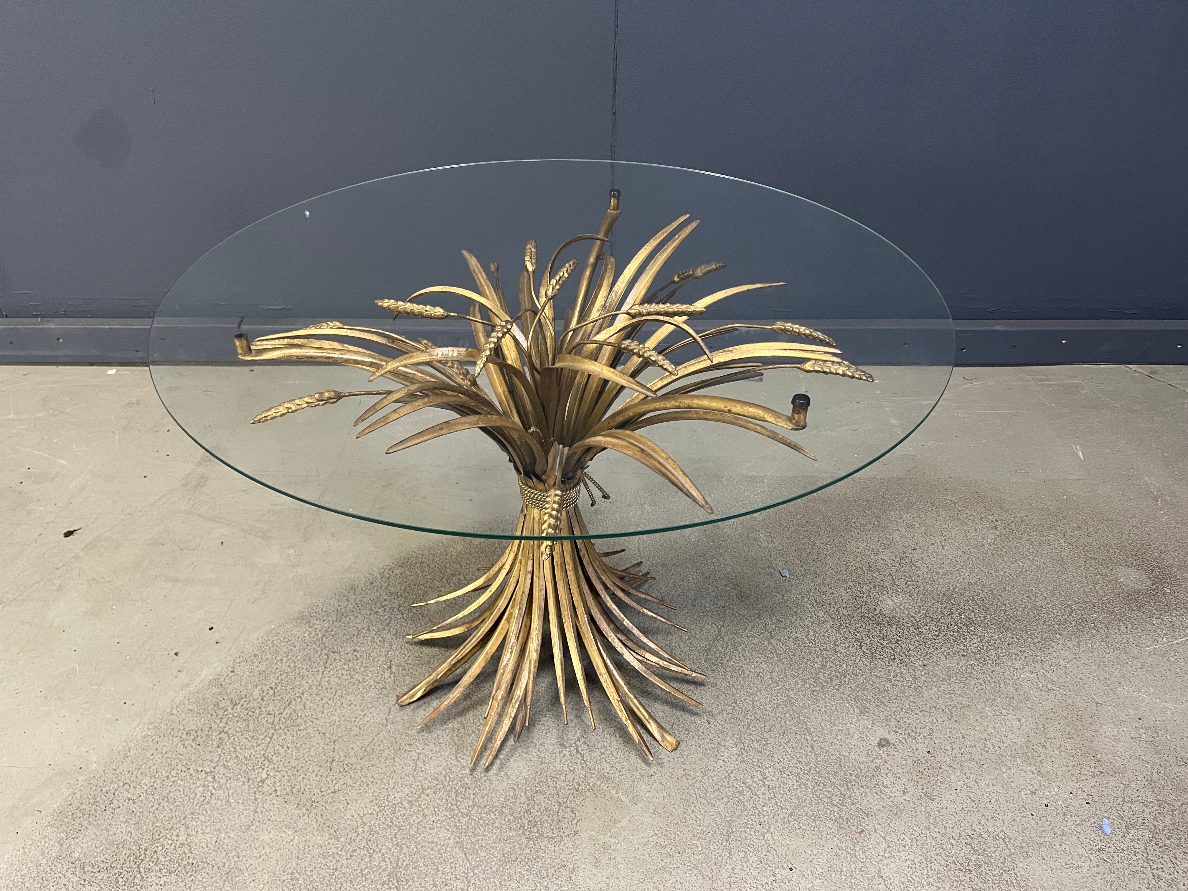 Vintage gilt metal sheaf of wheat coco chanel coffee table, 1960s For ...