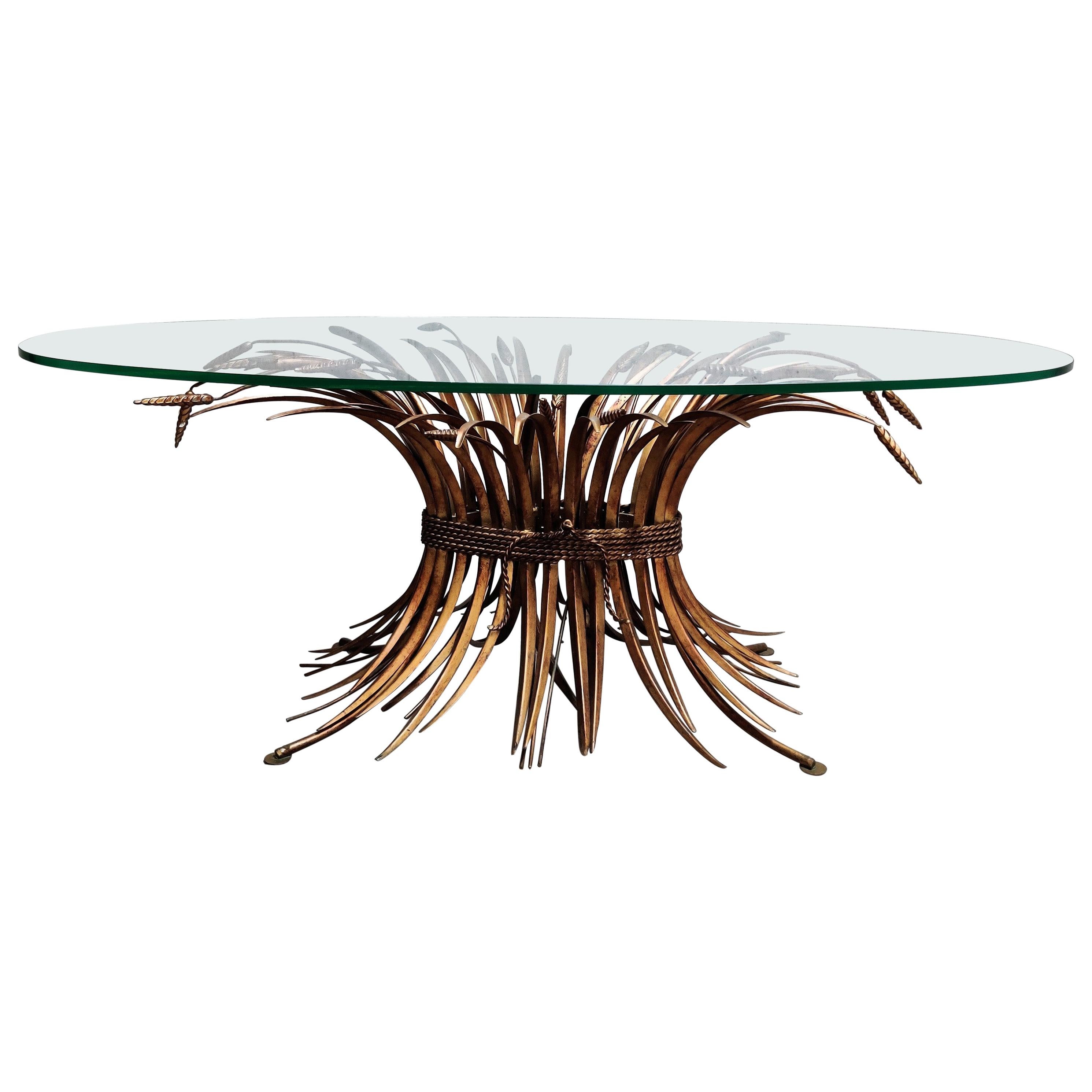 Vintage Gilt Metal Sheaf of Wheat Coco Chanel Side Table at 1stDibs
