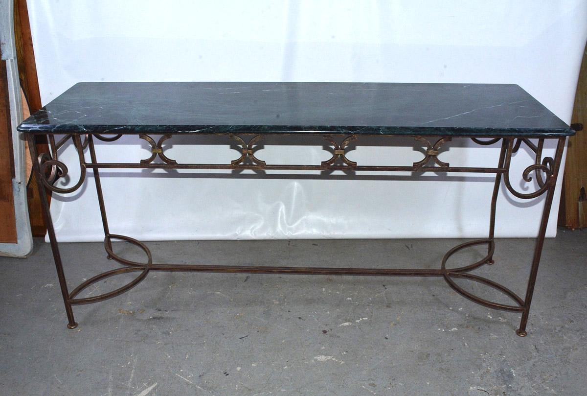 Vintage Gilt Wrought Iron and Marble Console Table at 1stDibs