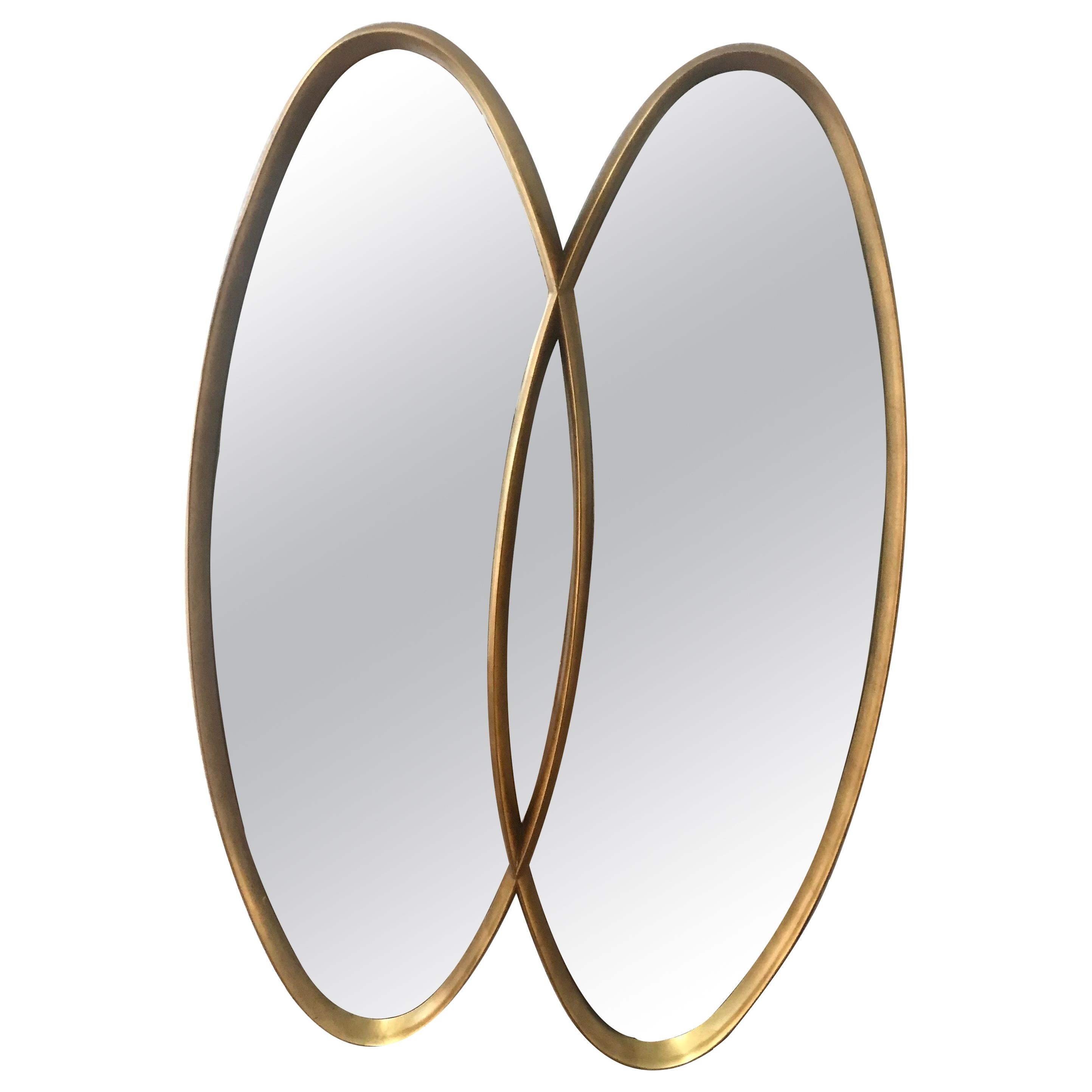 Midcentury Tall Oval Giltwood Framed Mirror at 1stDibs