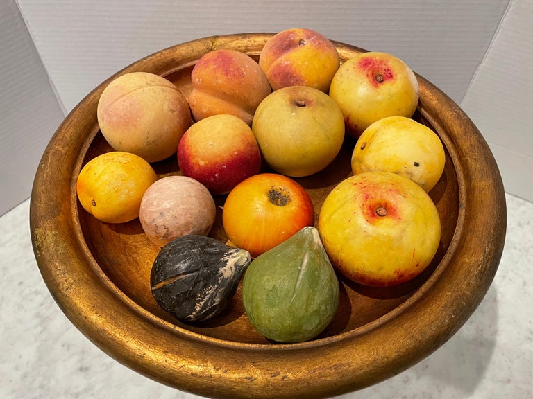 Vintage Giltwood Italian Tazza Bowl with Decorative Stone Fruit For ...