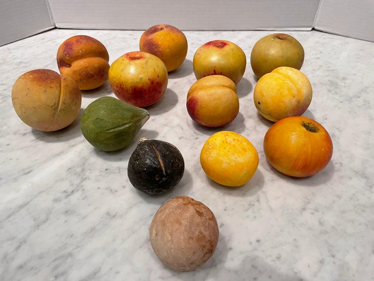 Vintage Giltwood Italian Tazza Bowl with Decorative Stone Fruit For ...