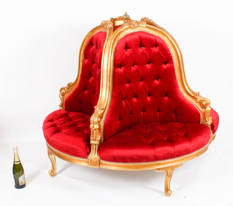 Vintage Giltwood Love Seat Conversation Settee Mid 20th Century For ...