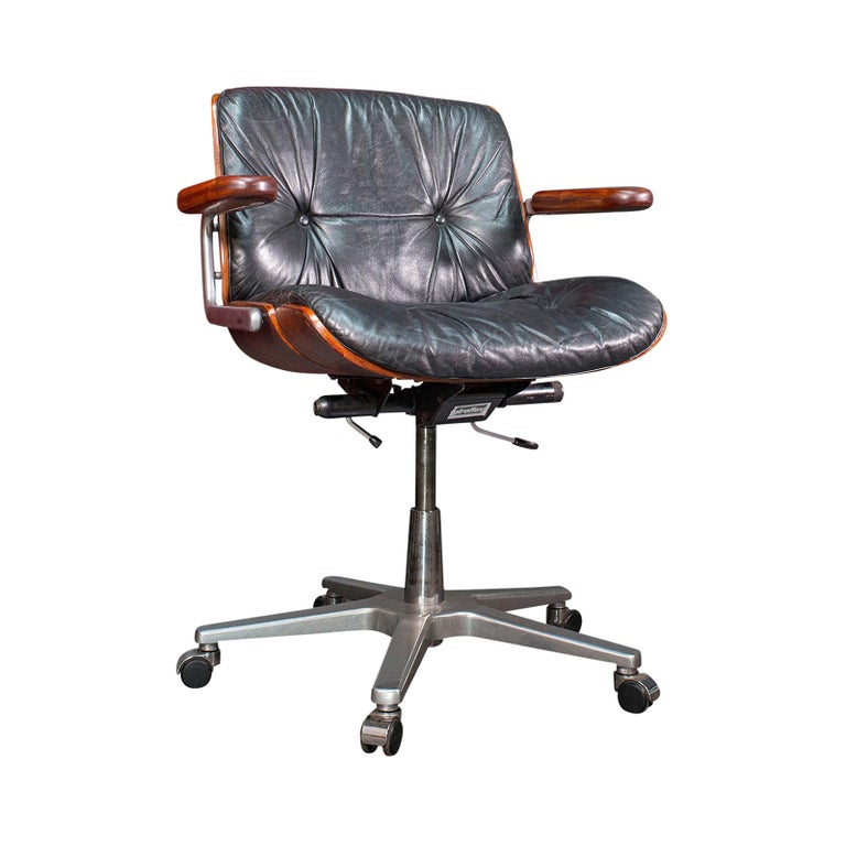 Vintage Giroflex chaise de bureau:: suisse:: bois de rose:: cuir ...