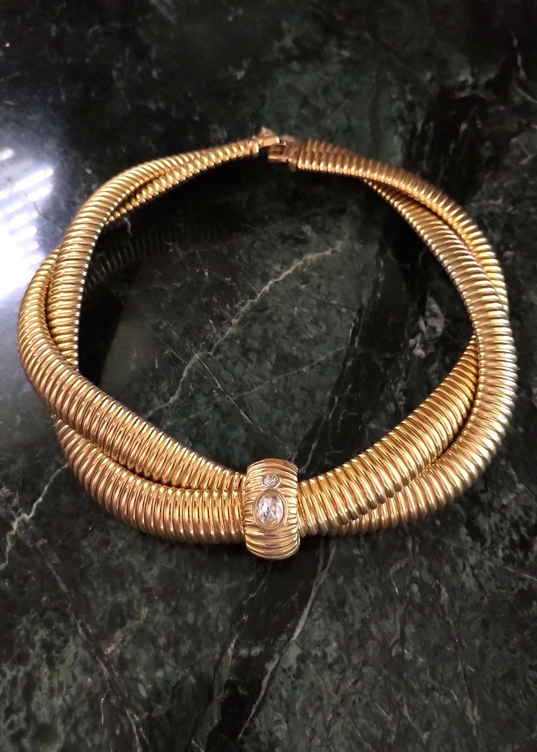 Vintage Givenchy 1980's Signed Gold Plated Crystal Strass Snake Choker ...