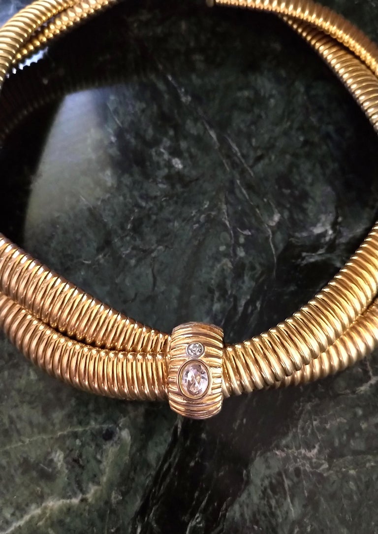 Vintage Givenchy 1980's Signed Gold Plated Crystal Strass Snake Choker ...
