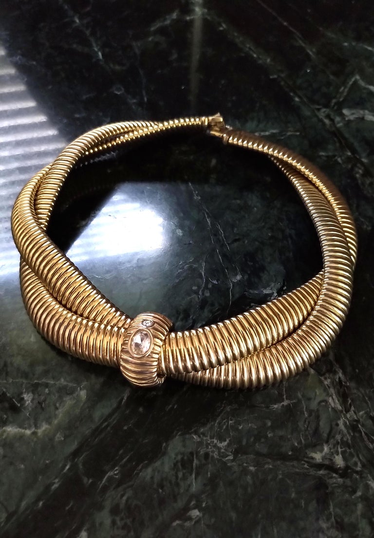 Vintage Givenchy 1980's Signed Gold Plated Crystal Strass Snake Choker ...