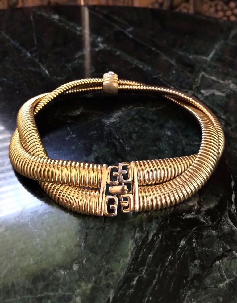 Vintage Givenchy 1980's Signed Gold Plated Crystal Strass Snake Choker ...