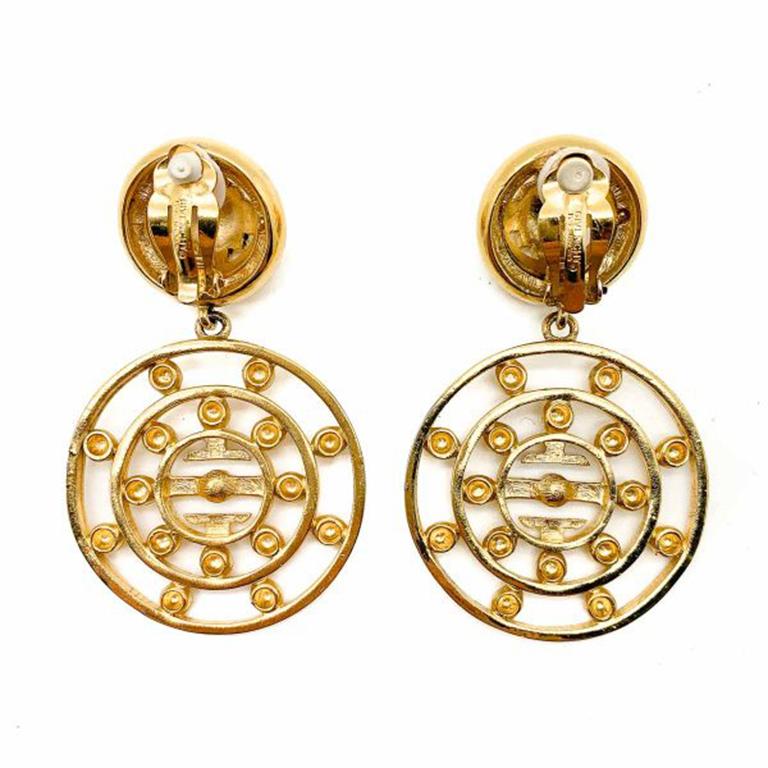 Vintage Givenchy 4G Gold Logo Statement Earrings 1980S For Sale at ...