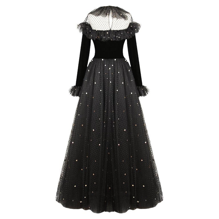 VINTAGE GIVENCHY BLACK SILK SPRKLE BALL GOWN 70-s Size S For Sale at ...