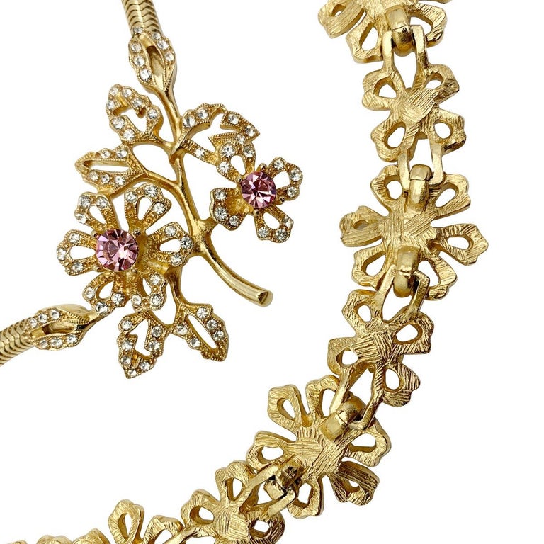 vintage Givenchy floral crystal necklace and bracelet 1990s For Sale at ...