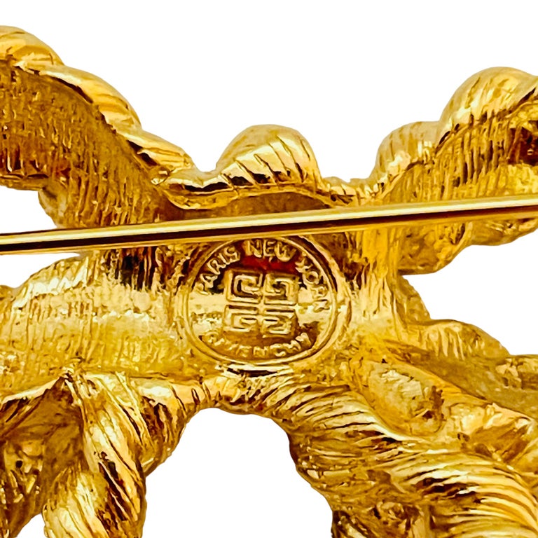 Vintage GIVENCHY gold bow designer runway brooch For Sale at 1stDibs