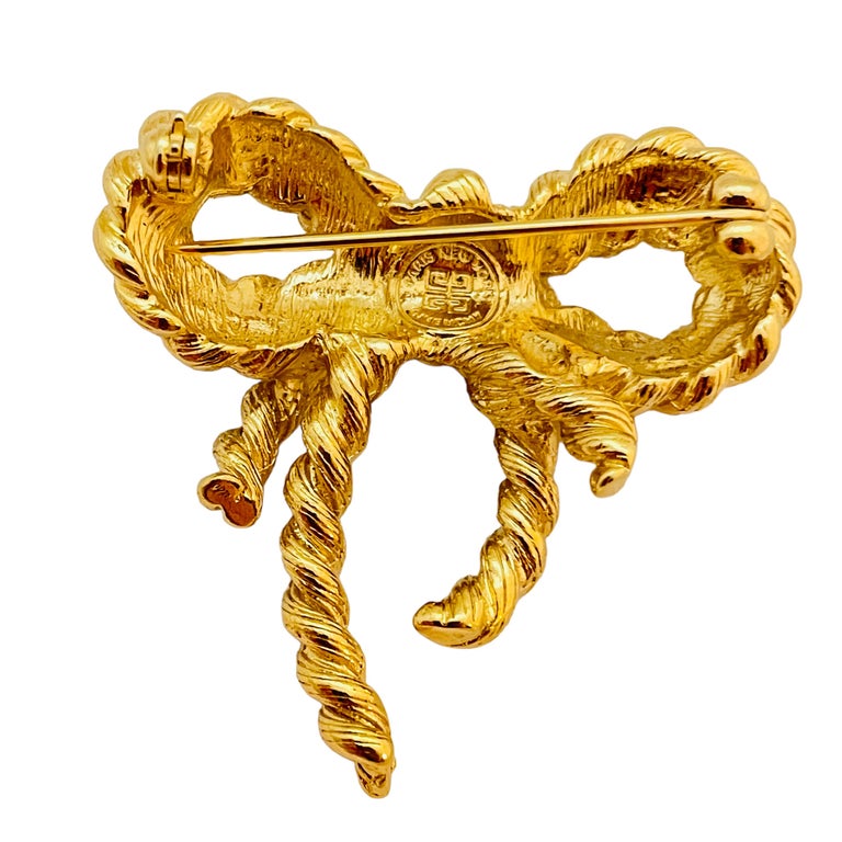 Vintage GIVENCHY gold bow designer runway brooch For Sale at 1stDibs
