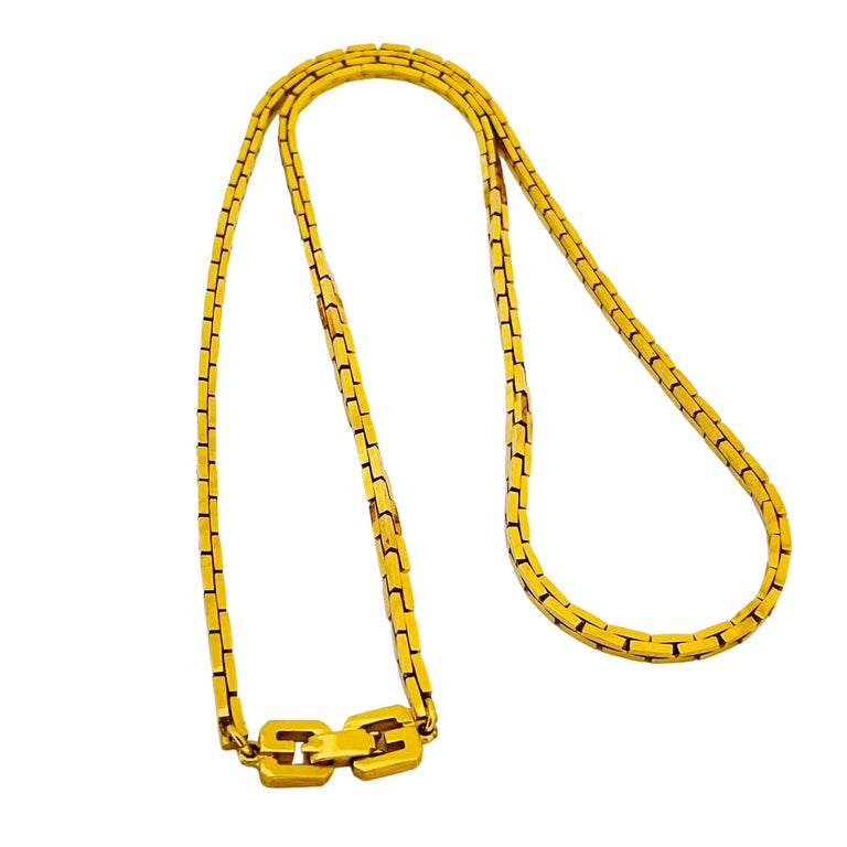 Vintage GIVENCHY gold chain designer runway necklace For Sale at 1stDibs