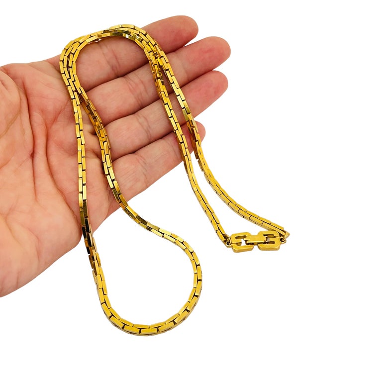 Vintage GIVENCHY gold chain designer runway necklace For Sale at 1stDibs