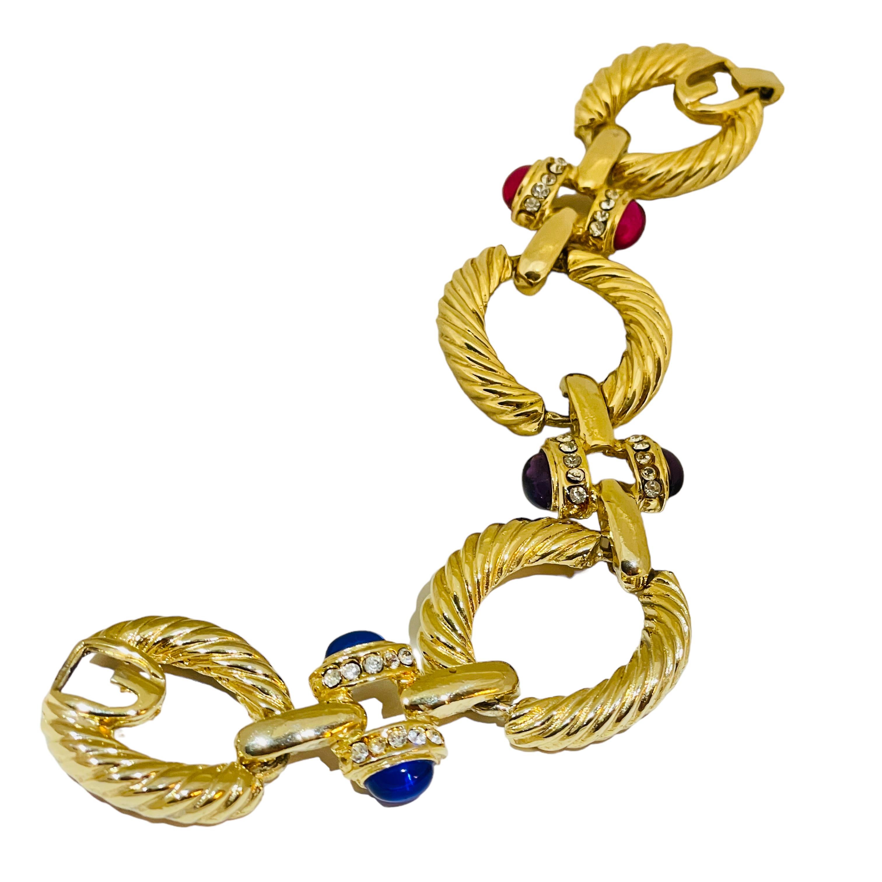 Vintage GIVENCHY gold glass designer runway bracelet For Sale at 1stDibs
