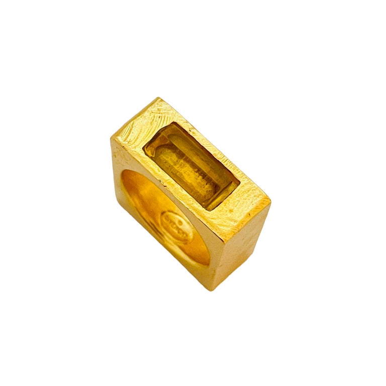 Vintage GIVENCHY gold glass designer runway ring For Sale at 1stDibs